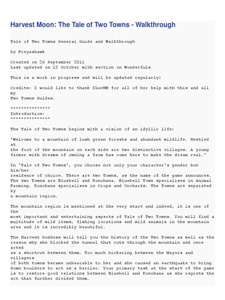 Harvest Moon The Tale of Two Towns Guia | PDF | Soup | Tofu