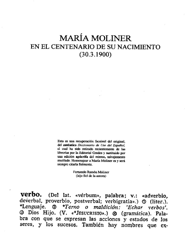 Verbo - María Moliner | PDF