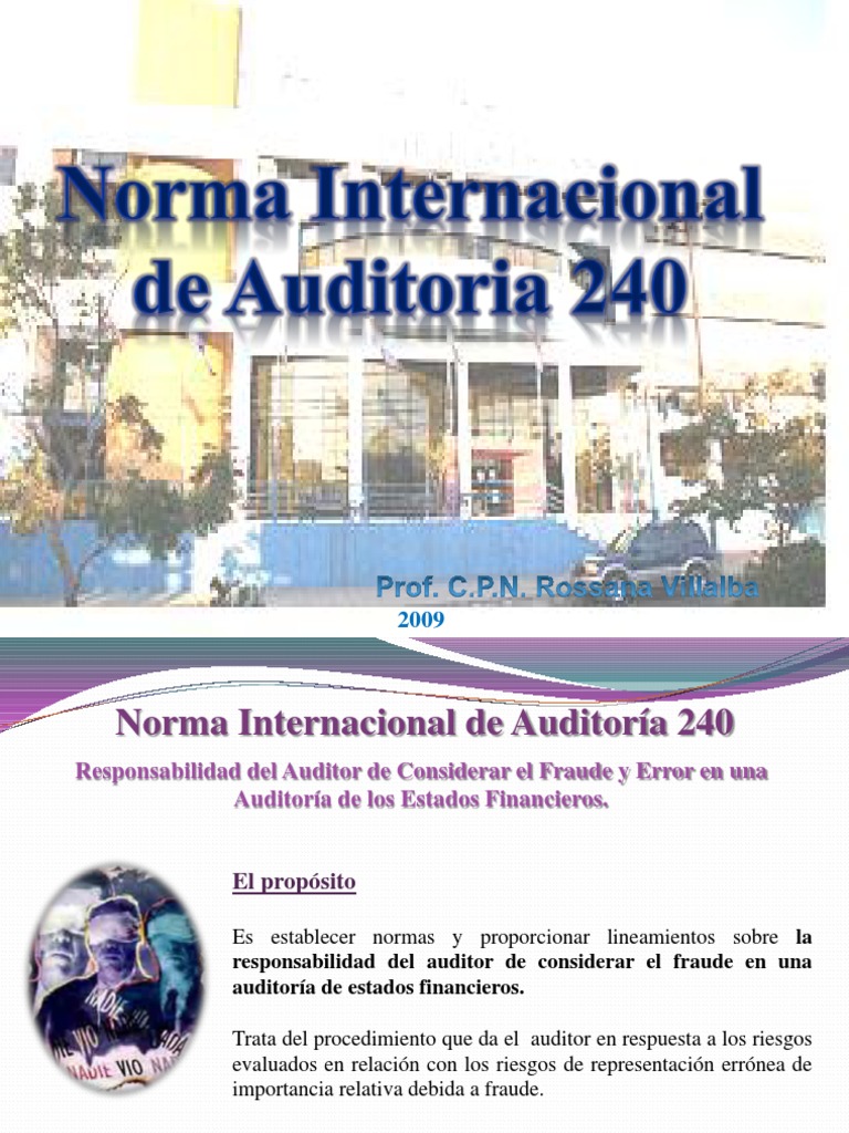 Nia 240 | PDF | Auditoría financiera | Contralor