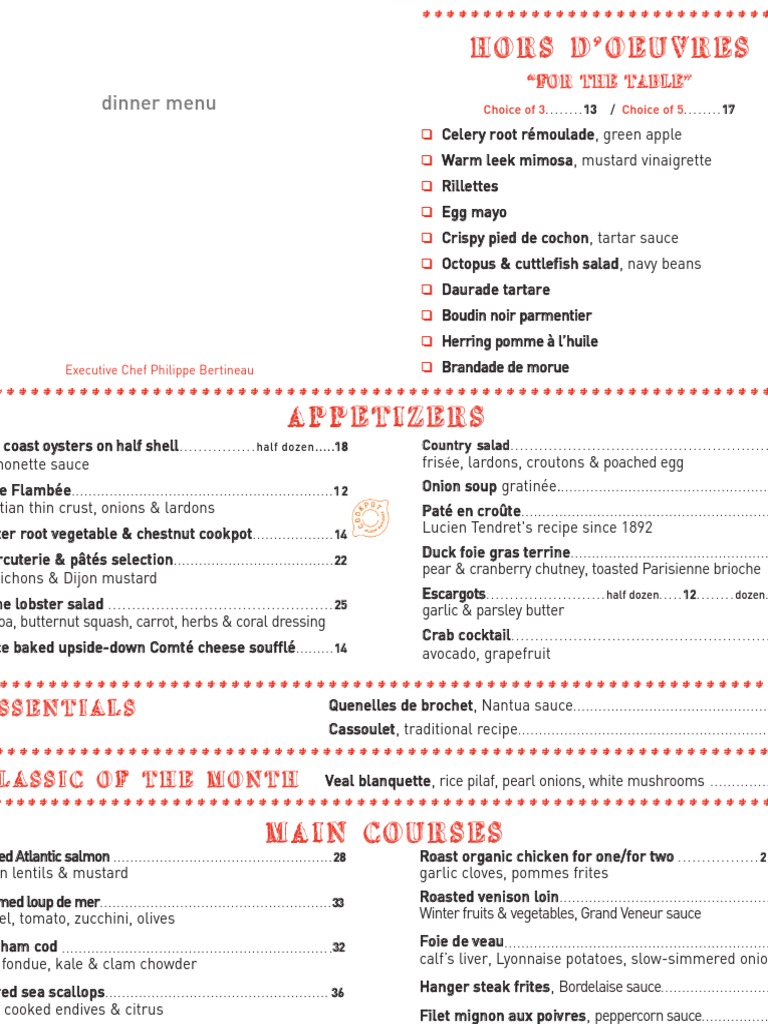 Hors D’Oeuvres: dinner menu | Hors D'oeuvre | Salad