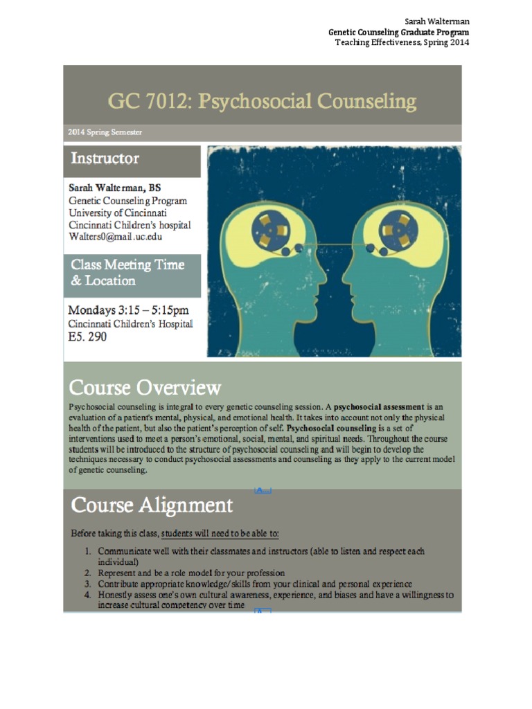 Walterman PFF Final Syllabus | PDF | Genetic Counseling | Psychological ...