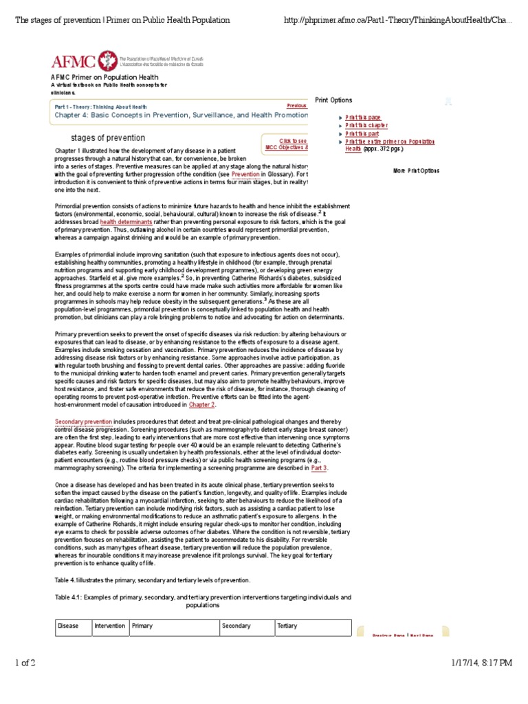 The Stages of Prevention: Primordial, Primary, Secondary and Tertiary ...