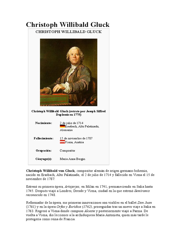 Gluck Christoph Willibald | PDF | Ópera | Música vocal
