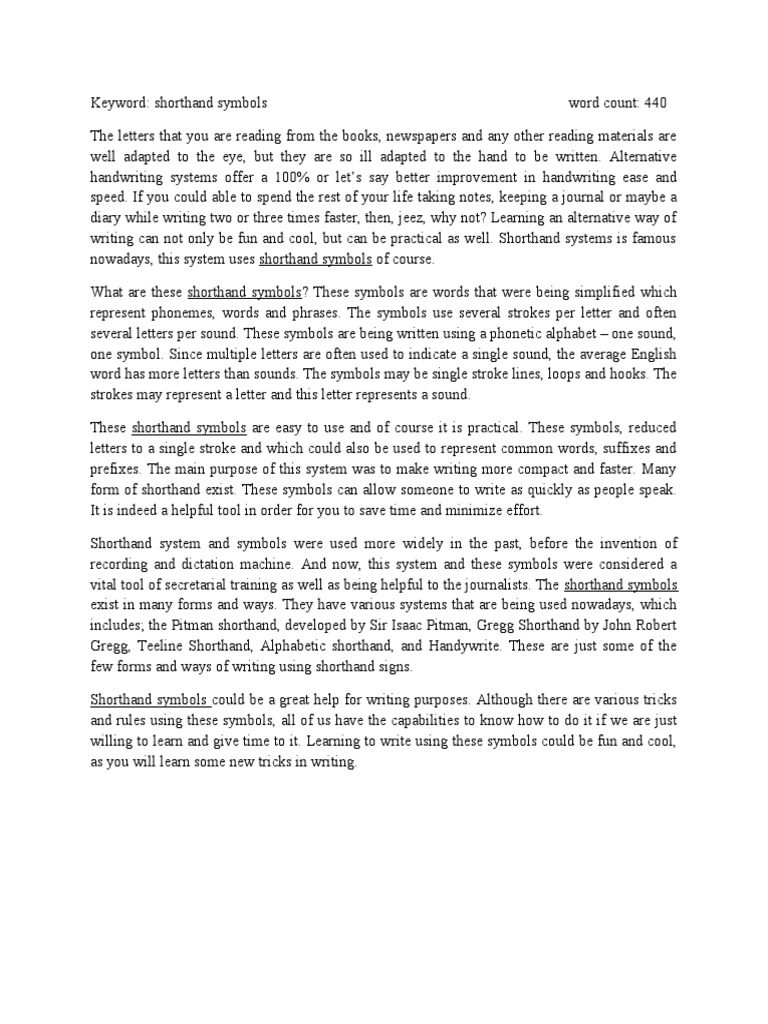 Shorthand Symbols | PDF | Shorthand | Encodings