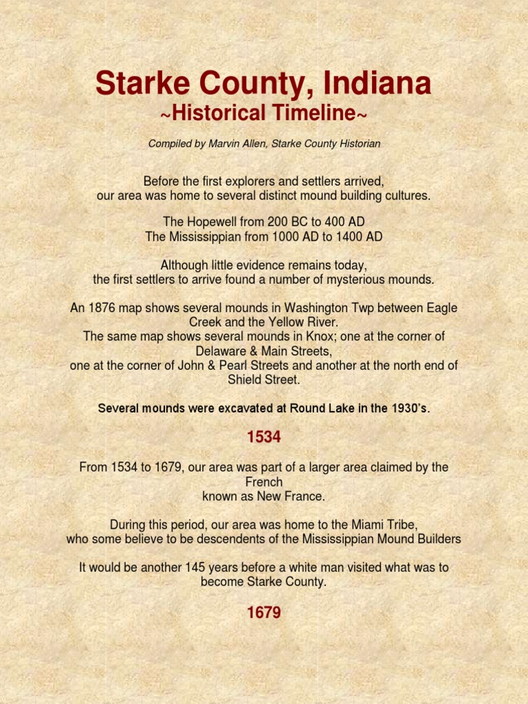 Starke County Indiana Timeline | PDF