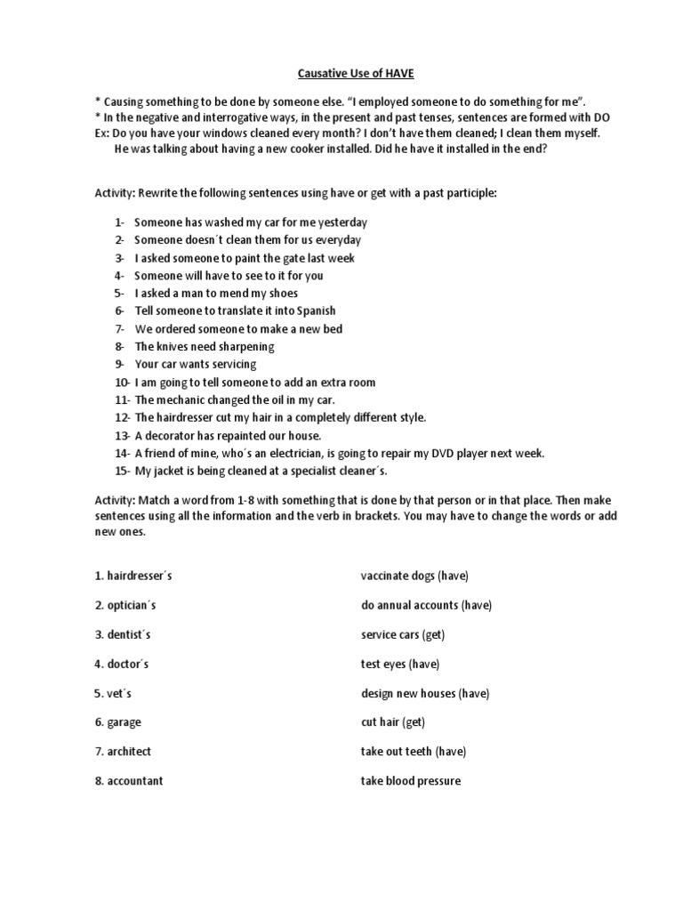 Causative Use of HAVE | PDF | Home & Garden