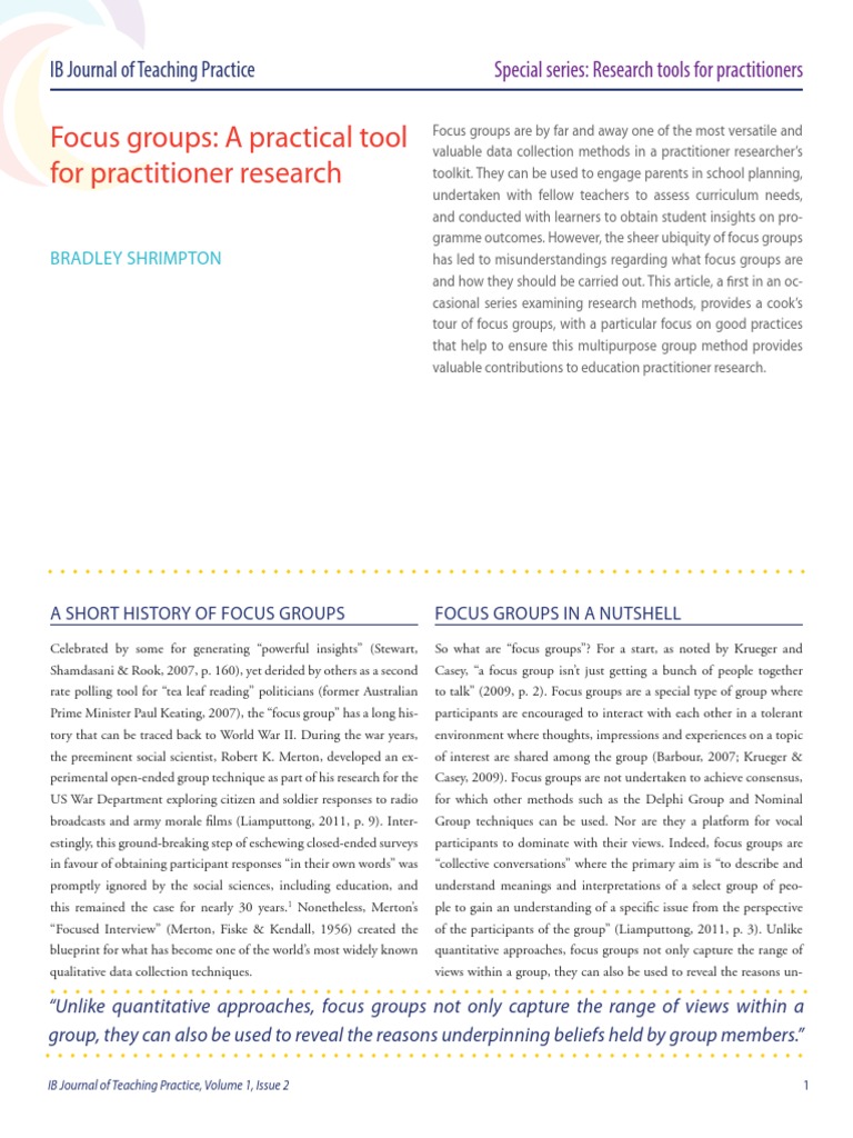 Focus Groups: A Practical Tool For Practitioner Research: IB Journal of ...