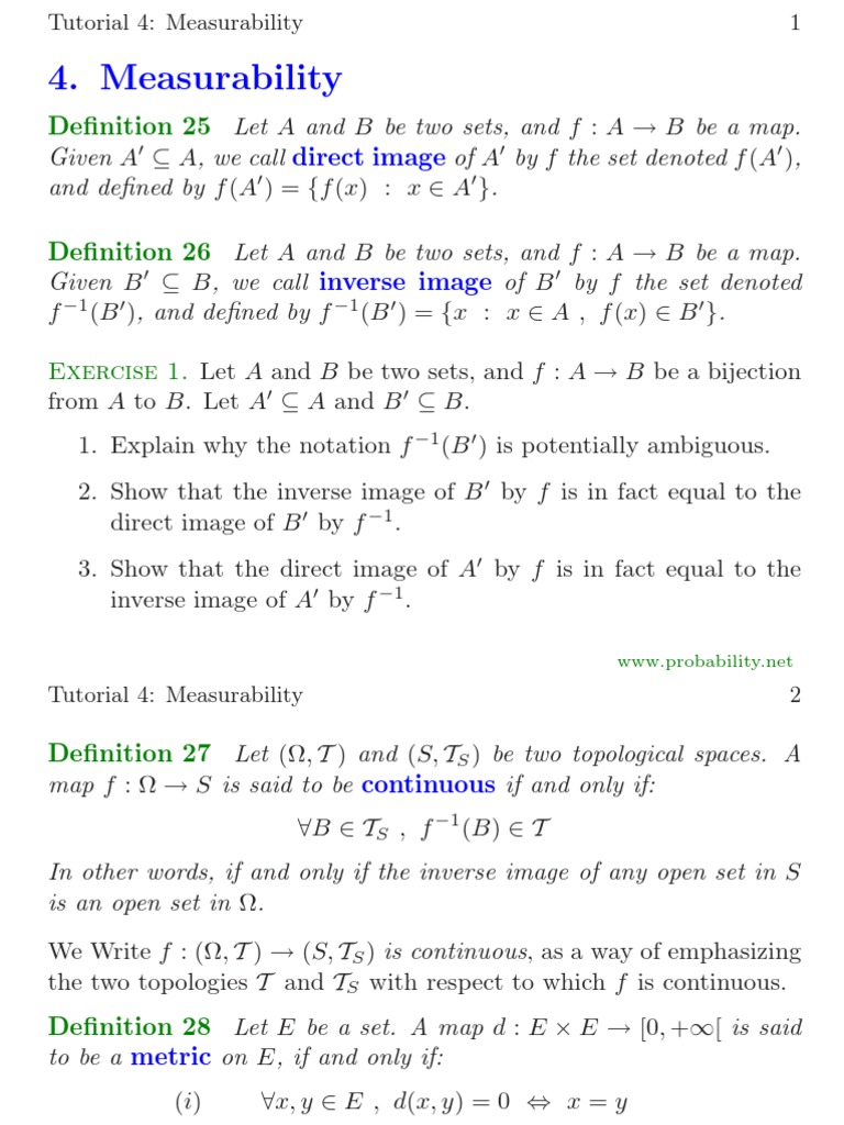 Measurability: Definition 25 | PDF | Metric Space | General Topology