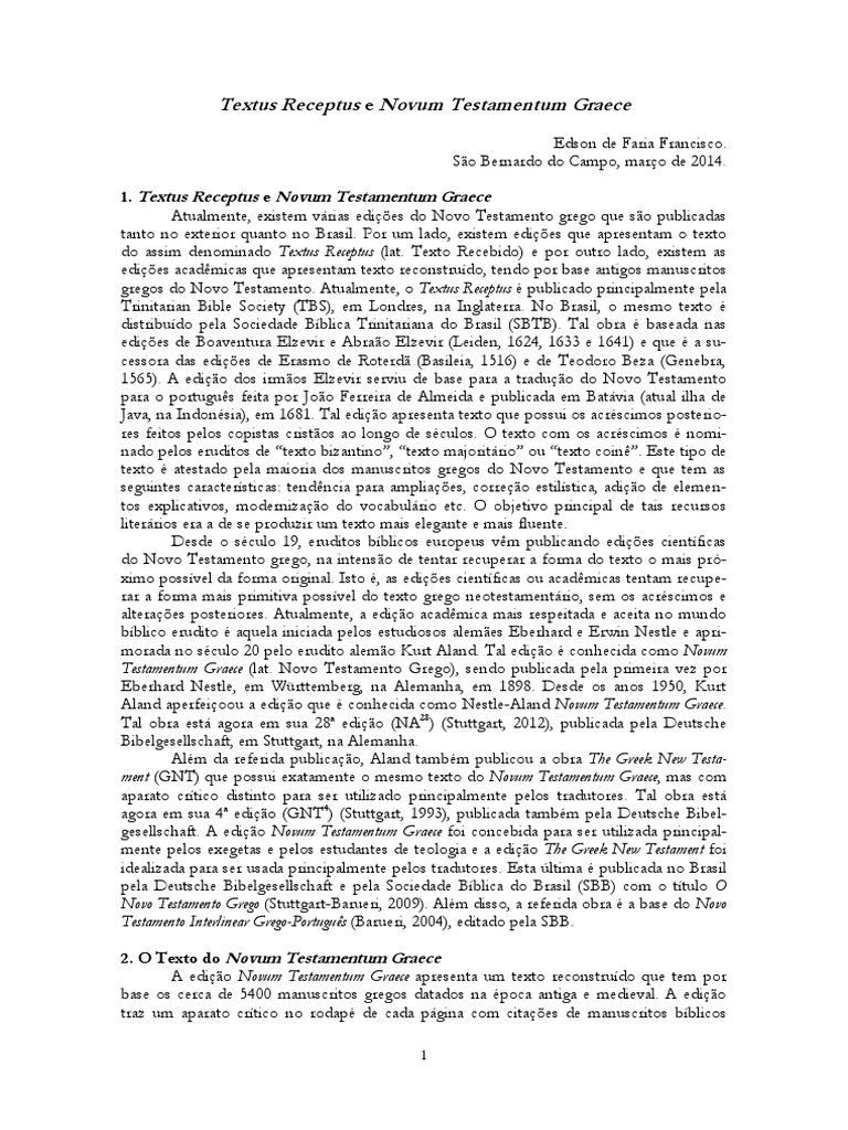 Textus Receptus e Novum Testamentum Graece | PDF | Literatura religiosa ...