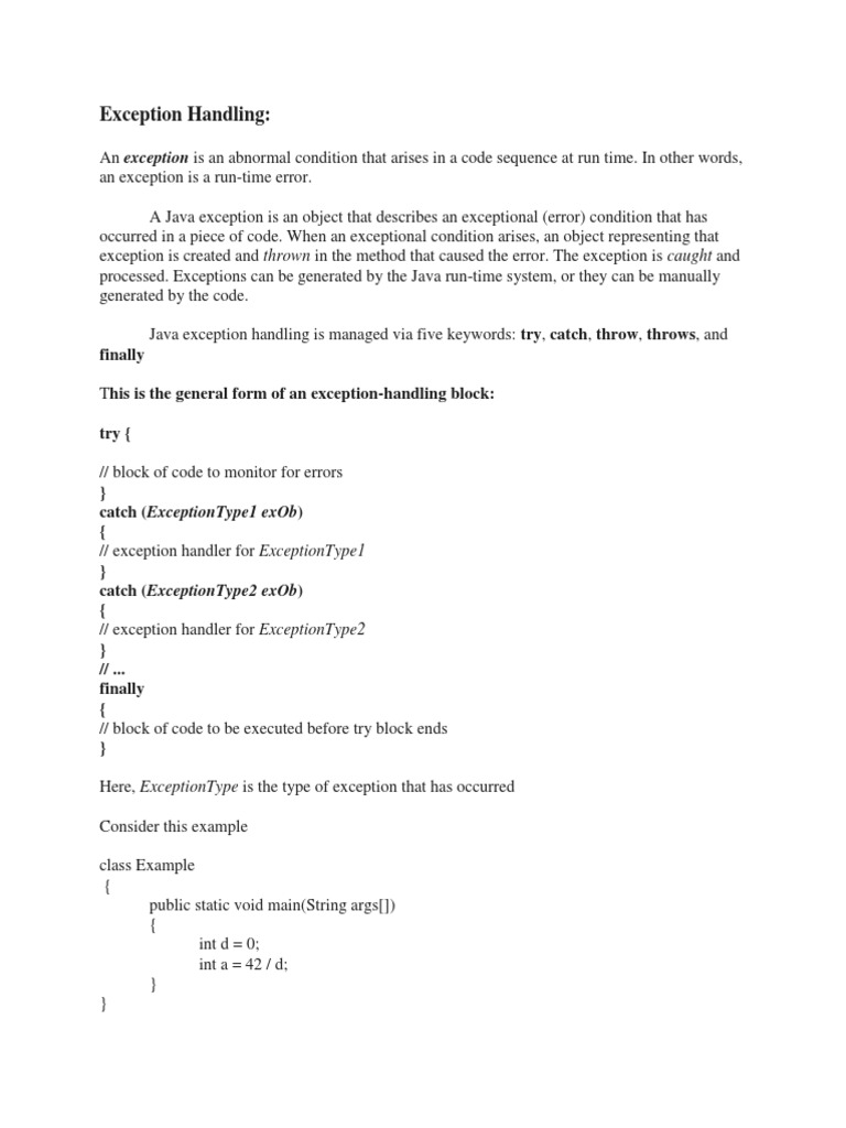 1.exception Handling | Download Free PDF | C (Programming Language) | Systems Engineering