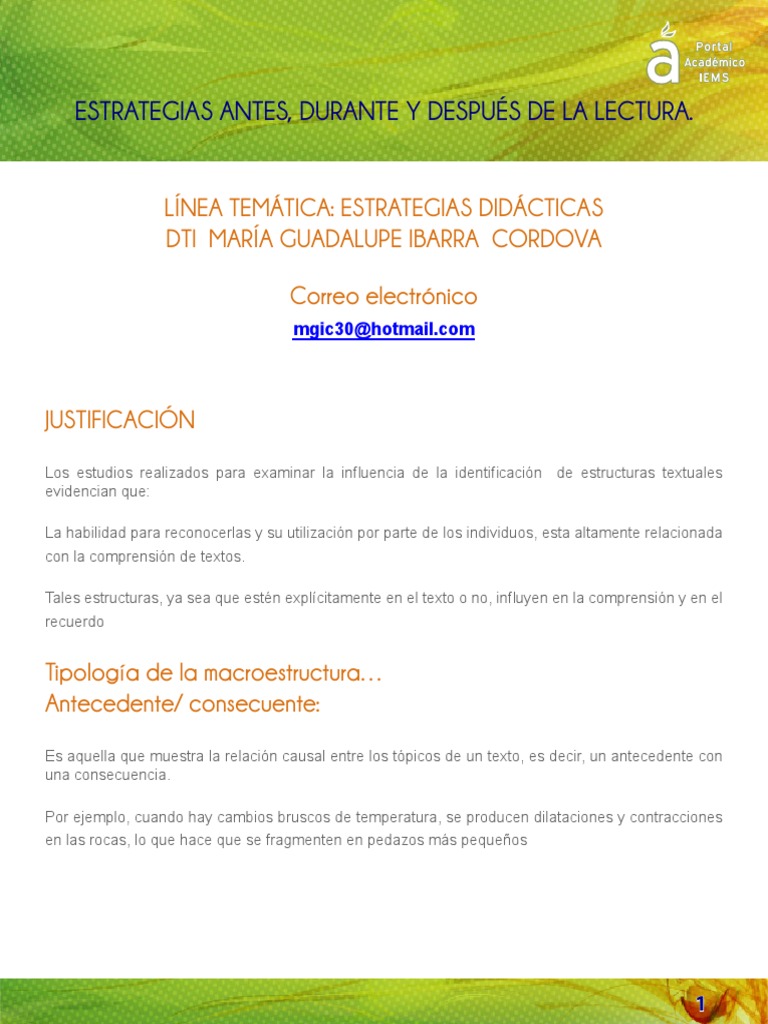 Estrategias Antes Durante Despues de La Lectura | PDF | Lectura ...