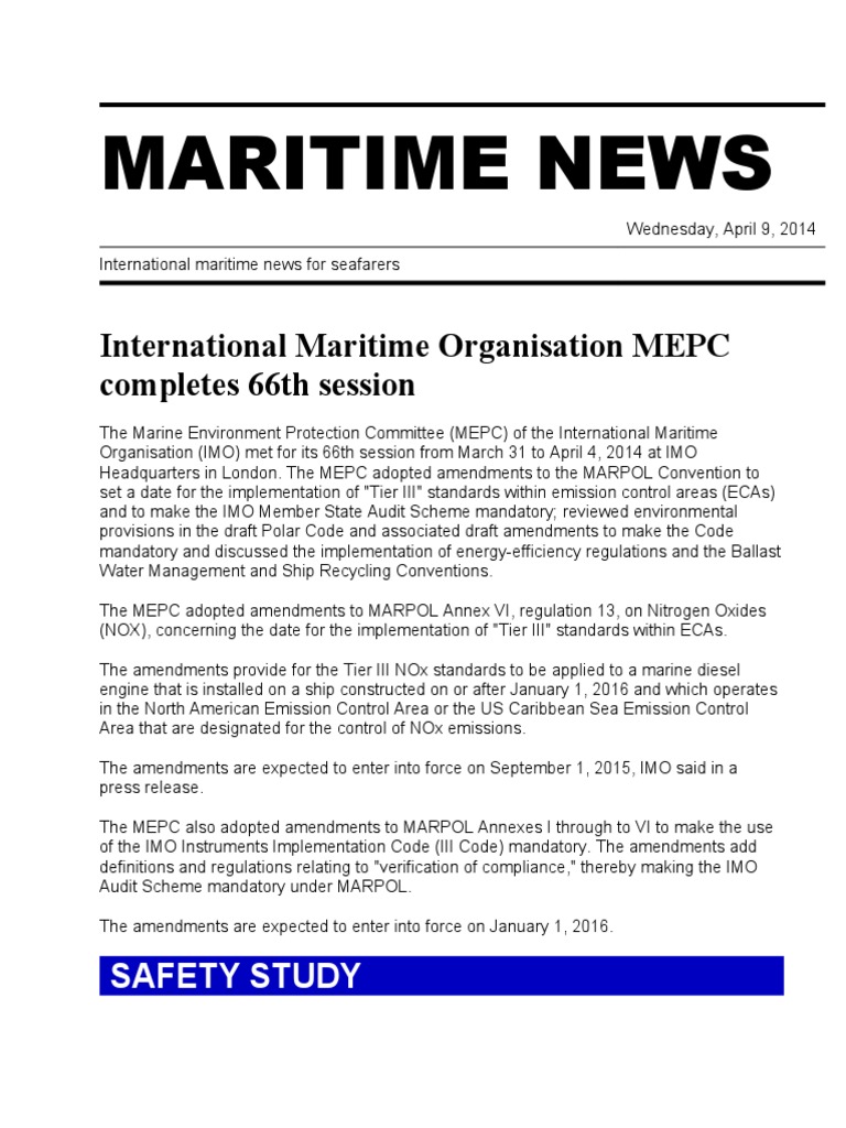 Maritime News: International Maritime Organisation MEPC completes 66th ...
