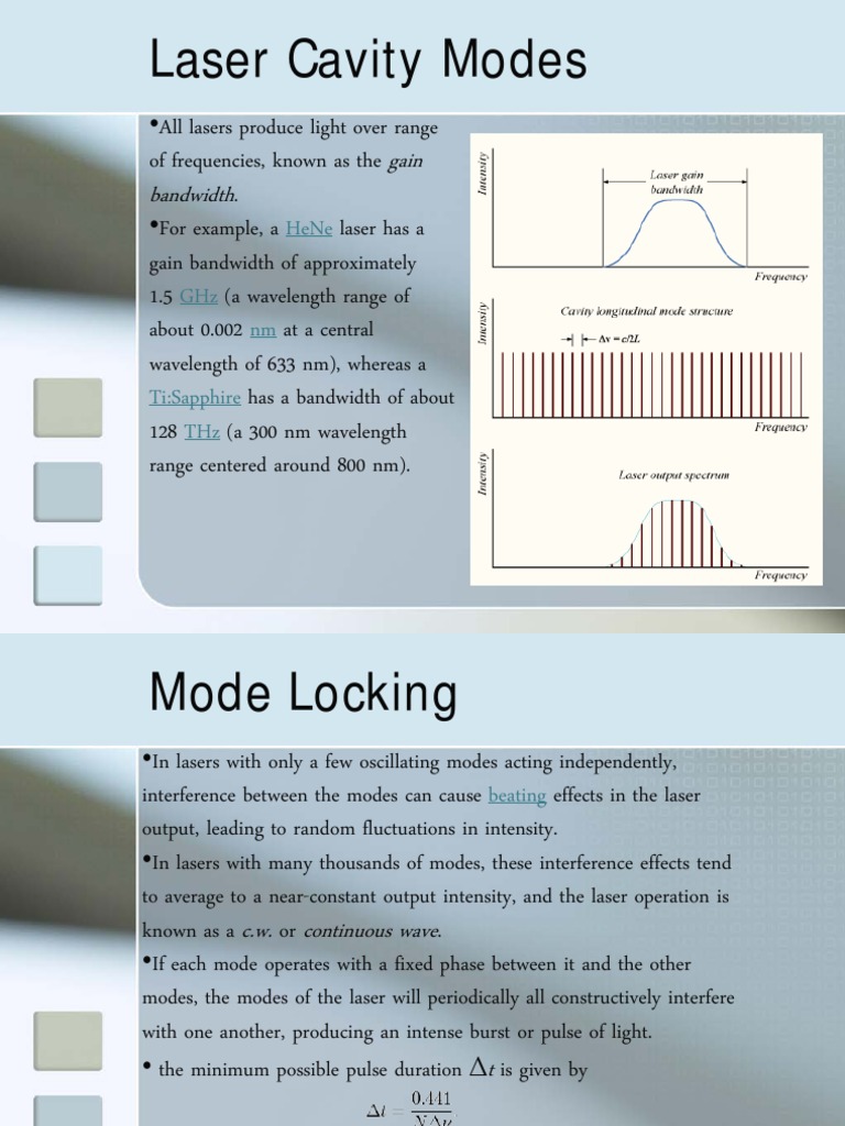 Laser Cavity Modes: Gain Bandwidth | PDF