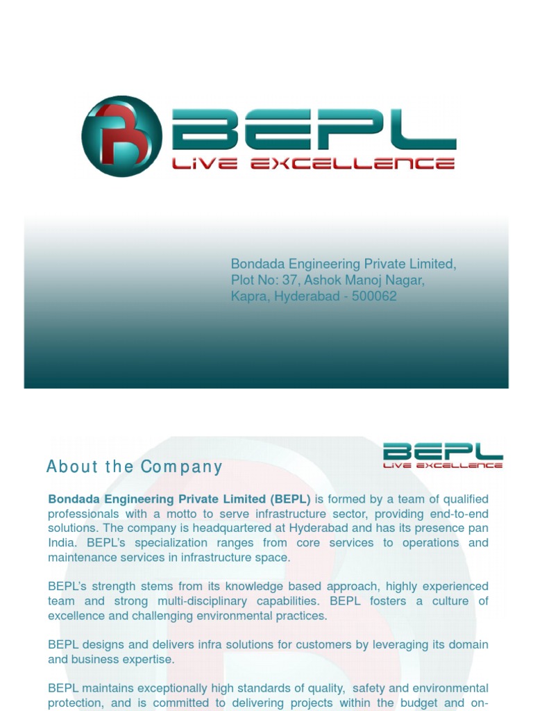 Corporate Presentation - BEPL | PDF | Occupational Safety And Health ...