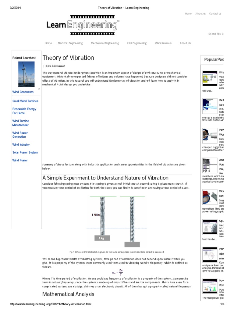 Theory of Vibration Learn Engineering | PDF | Force | Physics