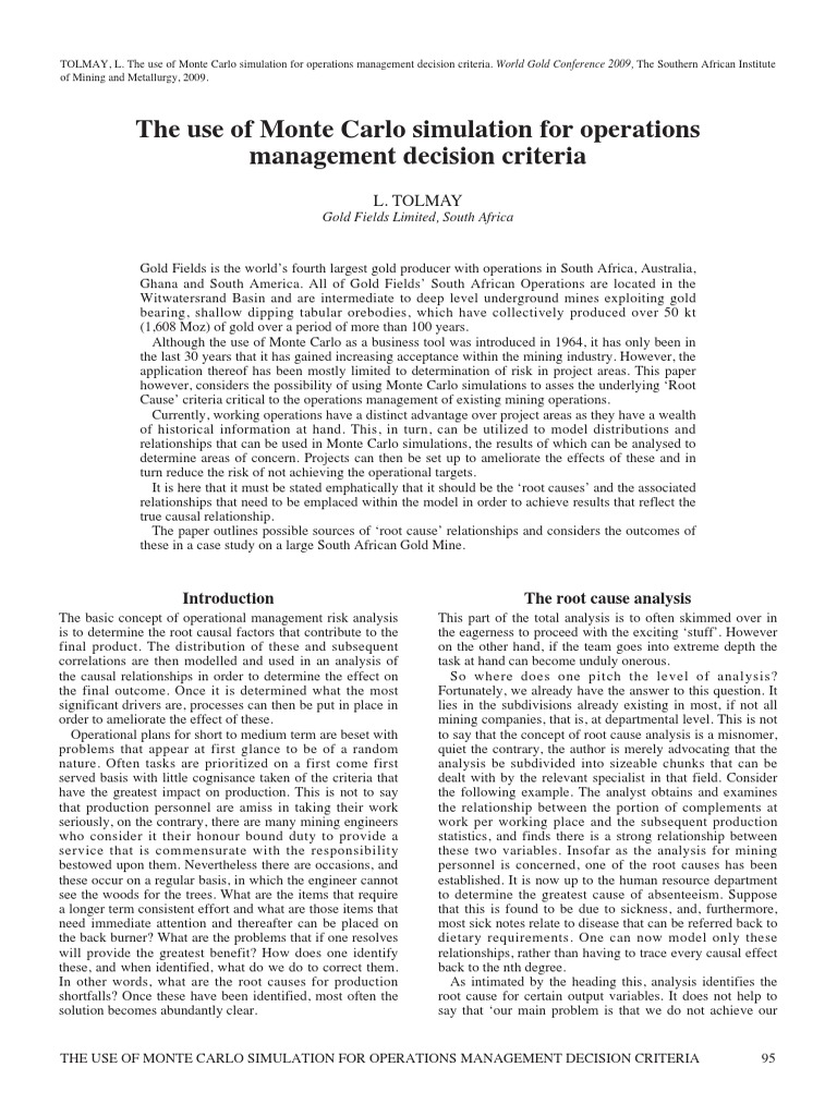 Use of Monte Carlo Simluations For Operations Management | PDF | Linear Trend Estimation | Causality