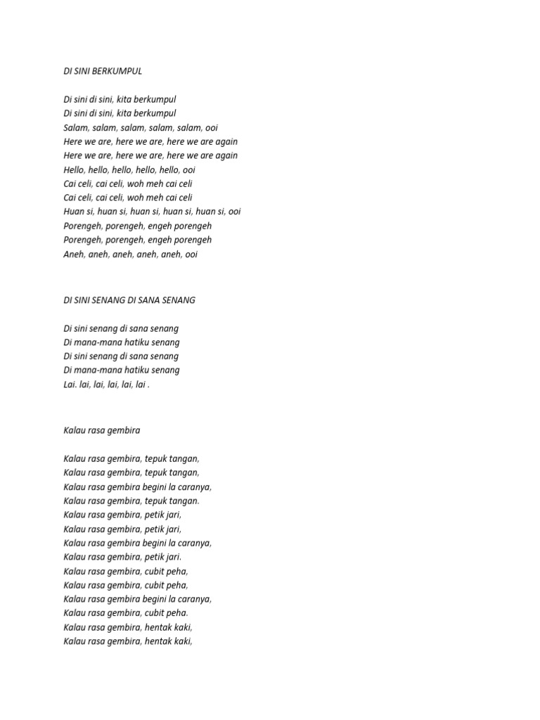 Lirik Lagu Kalau Anda Gembira Tepuk Tangan - historyploaty