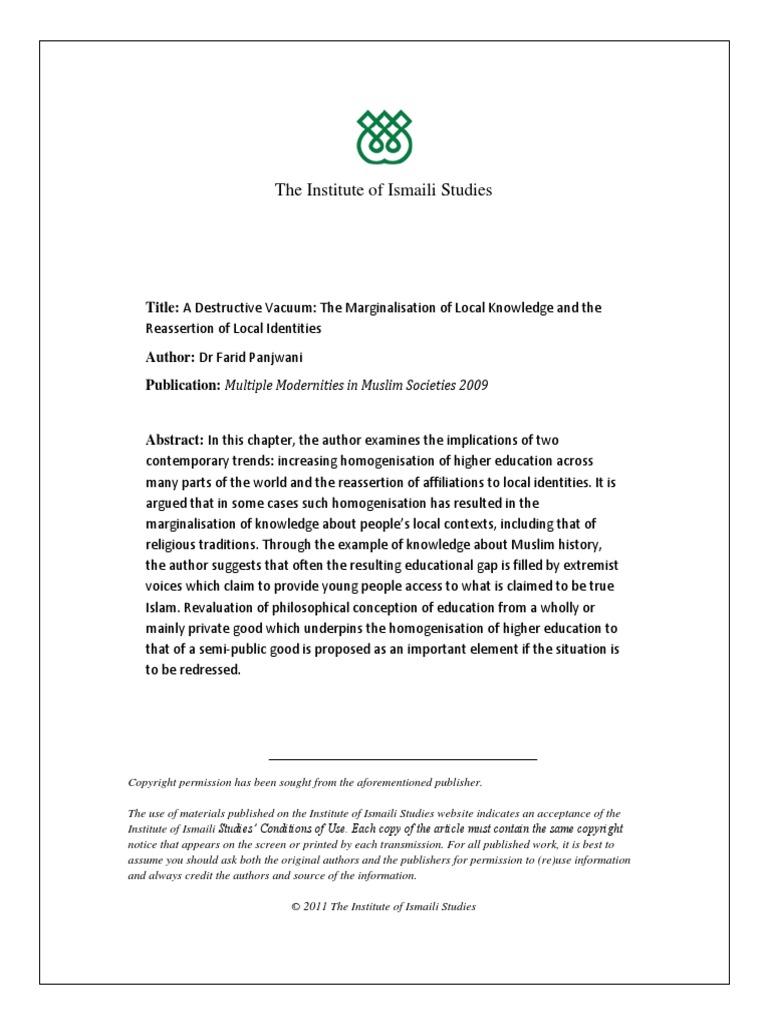 A Destructive Vacuum: The Marginalisation of Local Knowledge and The ...
