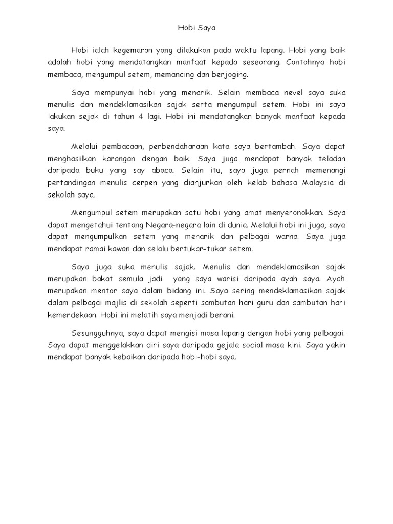 Hobi Membaca, Menulis, dan Setem | PDF