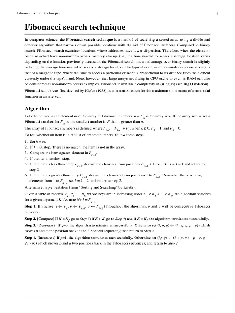 Fibonacci Search Algorithm Guide | PDF | Computer Science | Computer Data
