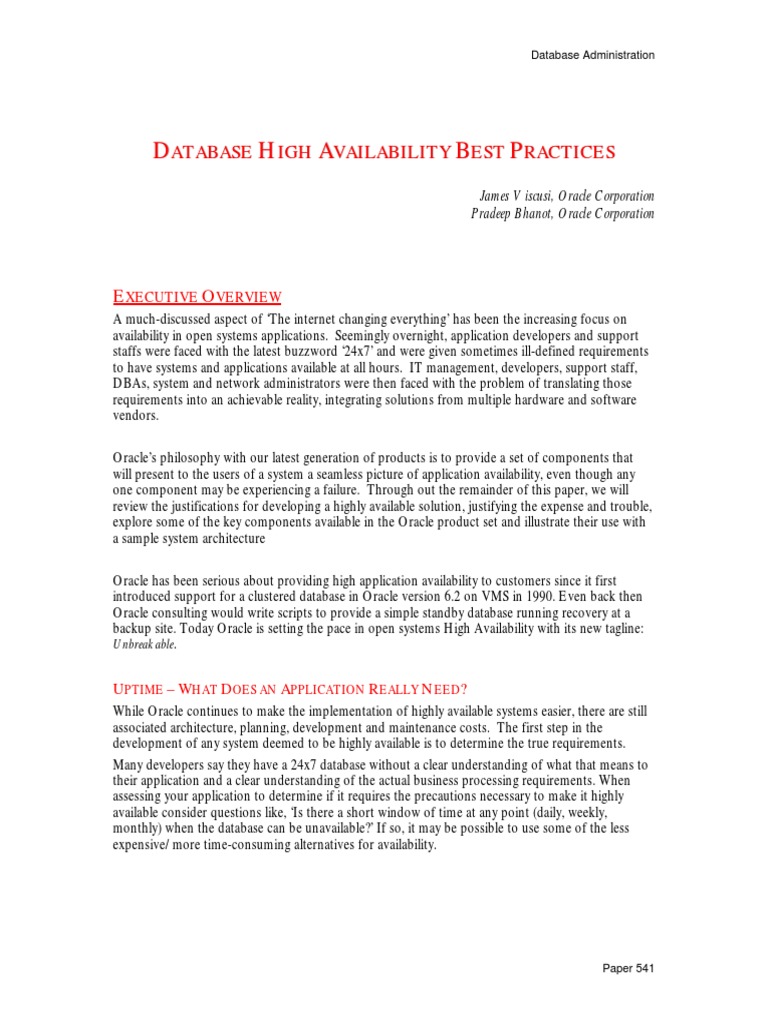 Database High Availability Best Practices | PDF | Backup | Computer Cluster