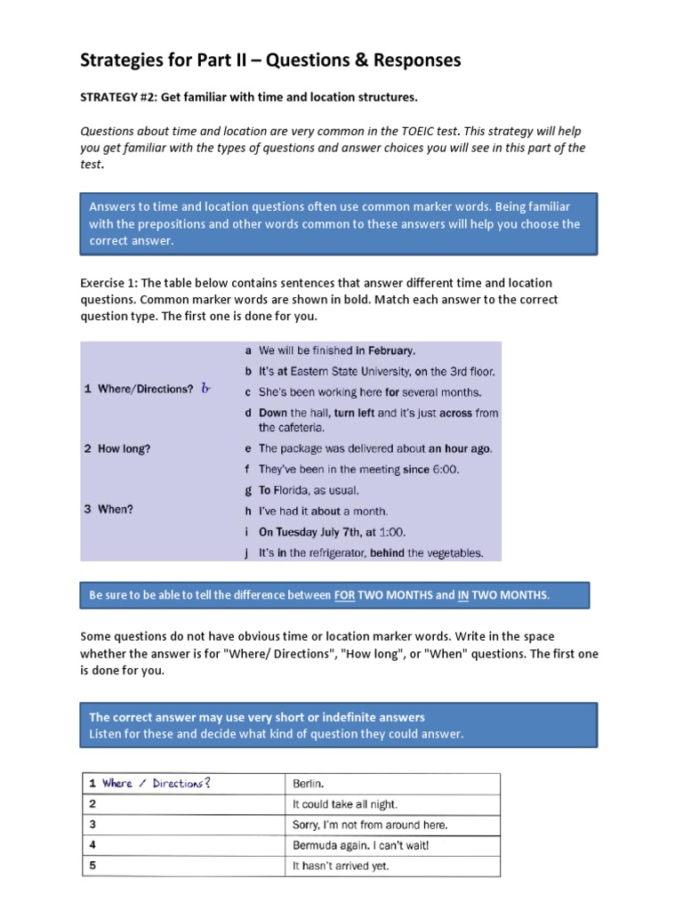 Strategies For Part II - Questions & Responses | PDF | Question | Semiotics