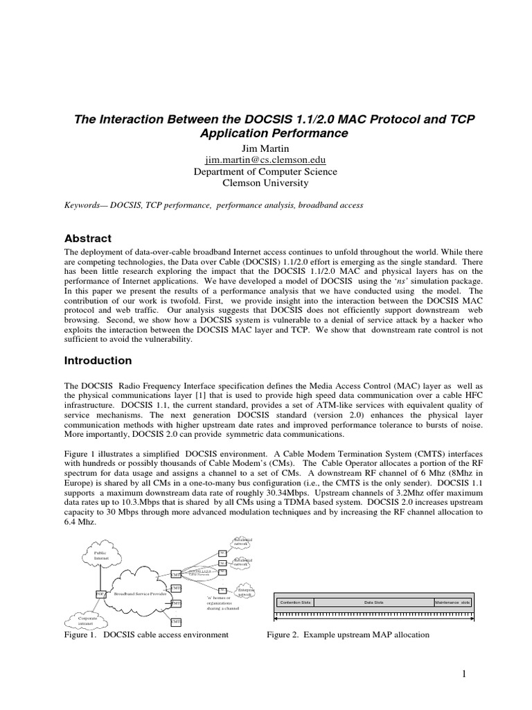 The Interaction Between The DOCSIS 1.1/2.0 MAC Protocol and TCP ...