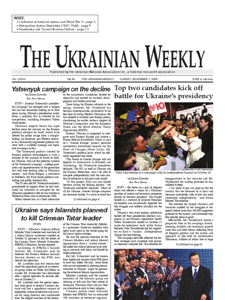 The Ukrainian Weekly 2009-44 | PDF | Ukraine | Politics Of Ukraine