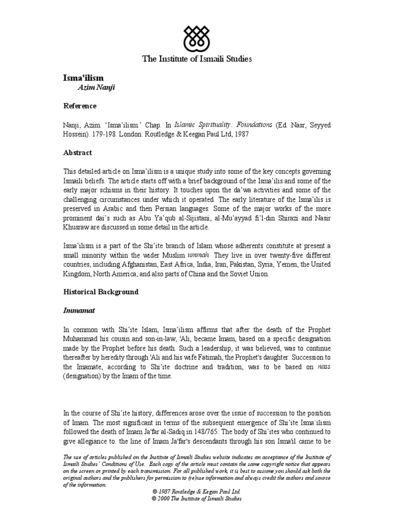 Ismailism (From Islamic Spirituality: Foundations) | Isma'ilism | Shia ...