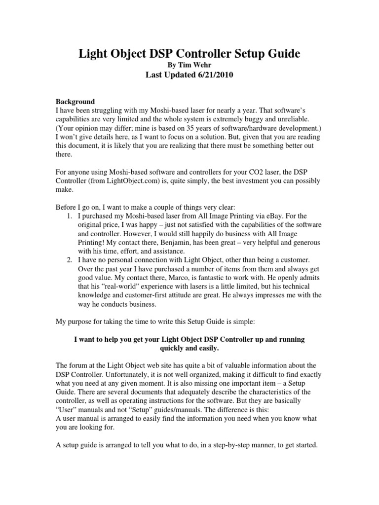 Light Object DSP Controller Setup | PDF | Electrical Connector | Switch
