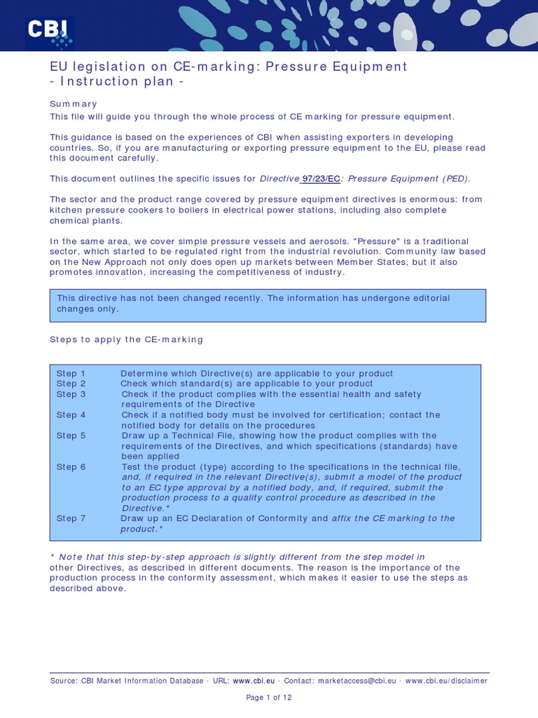 CE Marking Guidance for Pressure Equipment | PDF | Industries | Science