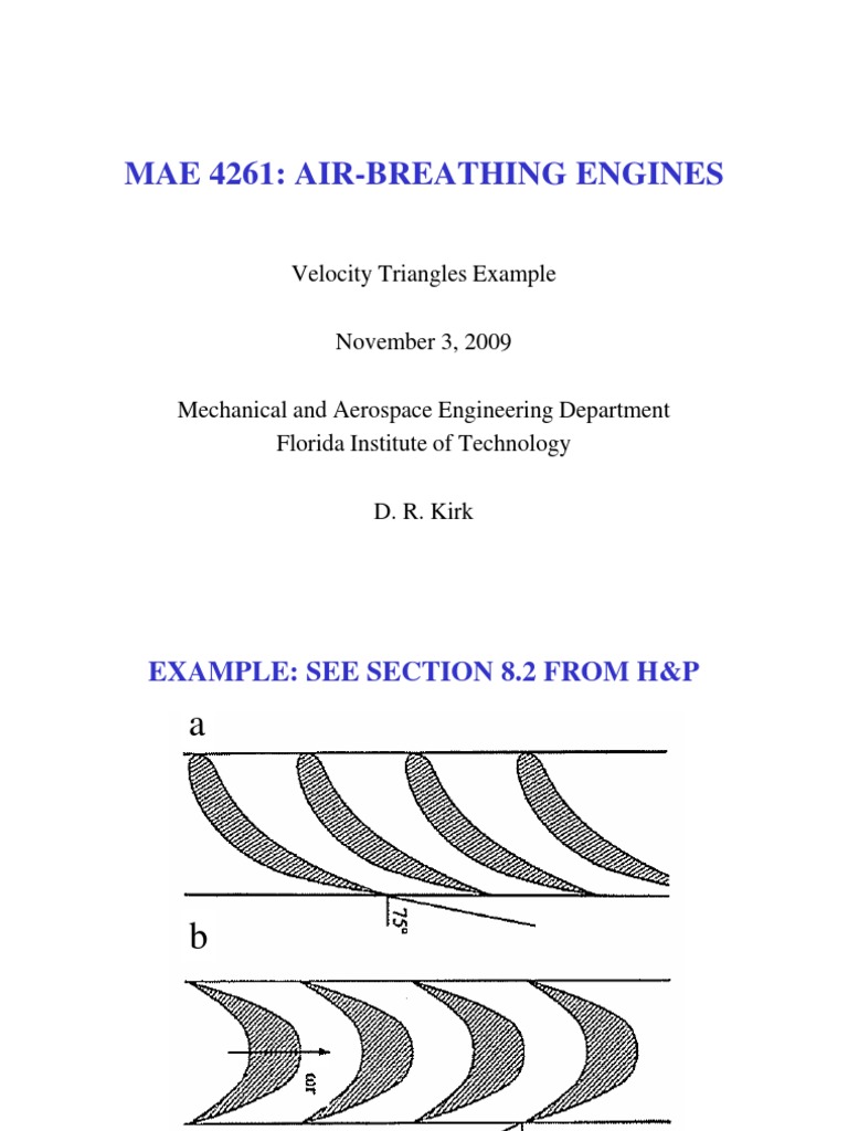 Mae 4261: Air-Breathing Engines: Velocity Triangles Example | PDF ...