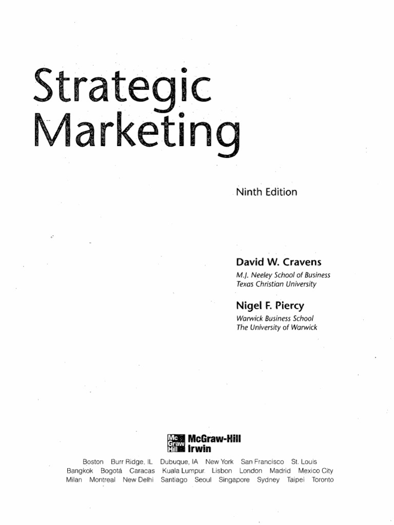Strategic Mkting Ninth Edition David W Cravens and Nigel F Piercy | PDF ...