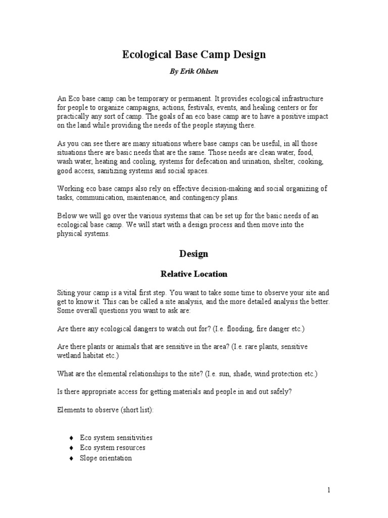 Eco Base Camp Design | Download Free PDF | Compost | Ecology