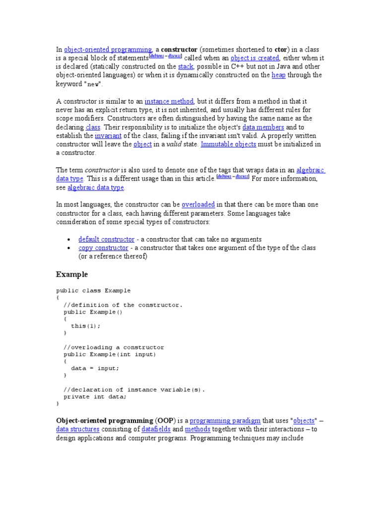 Understanding Constructors in OOP | PDF | Constructor (Object Oriented Programming) | Programming