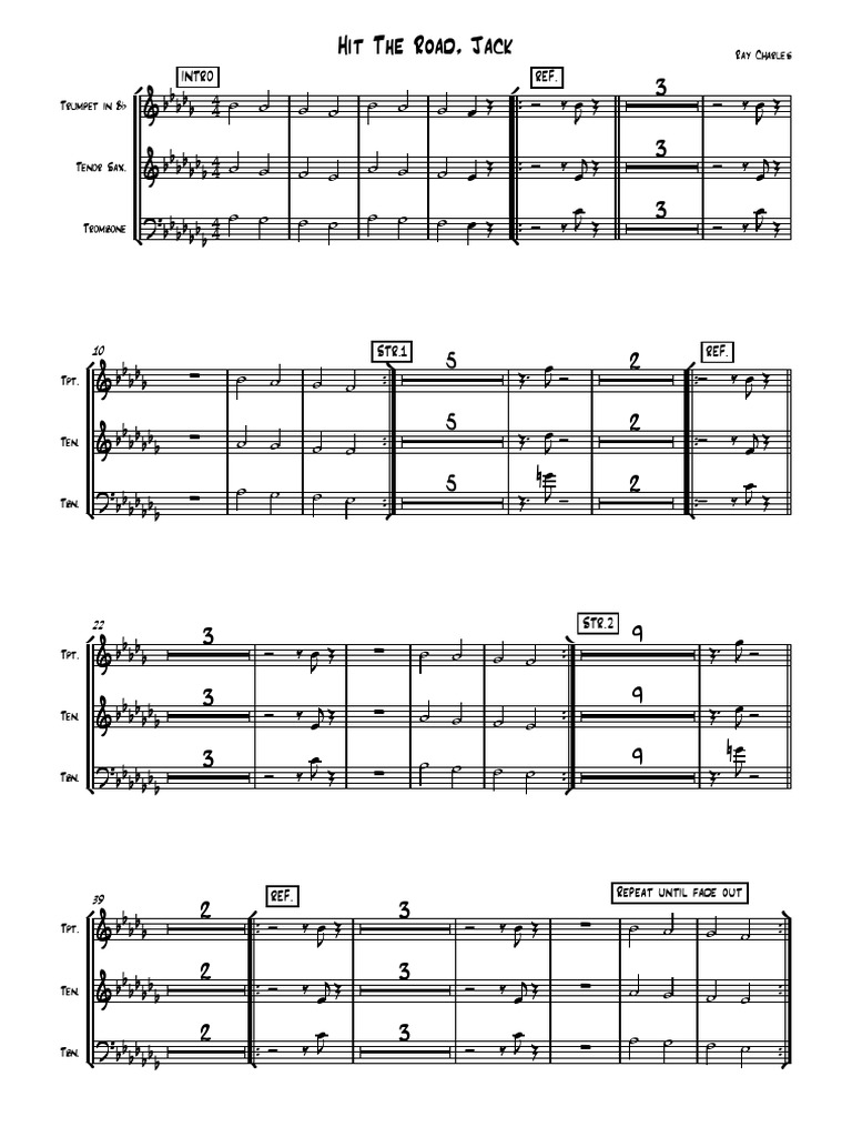 Hit The Road Jack - A3 Full Score (Portret) | PDF