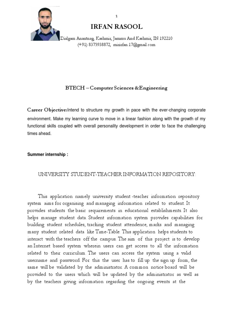 Irfan Rasool: BTECH - Computer Sciences &engineering | PDF | User ...