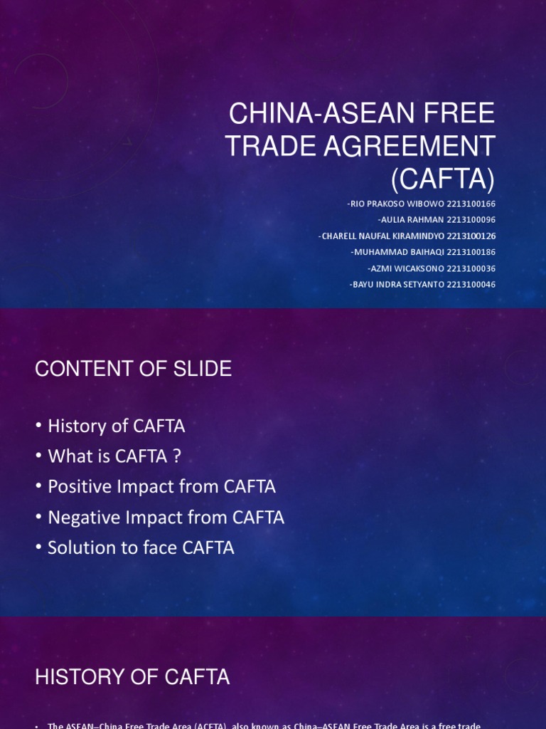 China-Asean Free Trade Agreement (Cafta) | PDF | Global Business ...