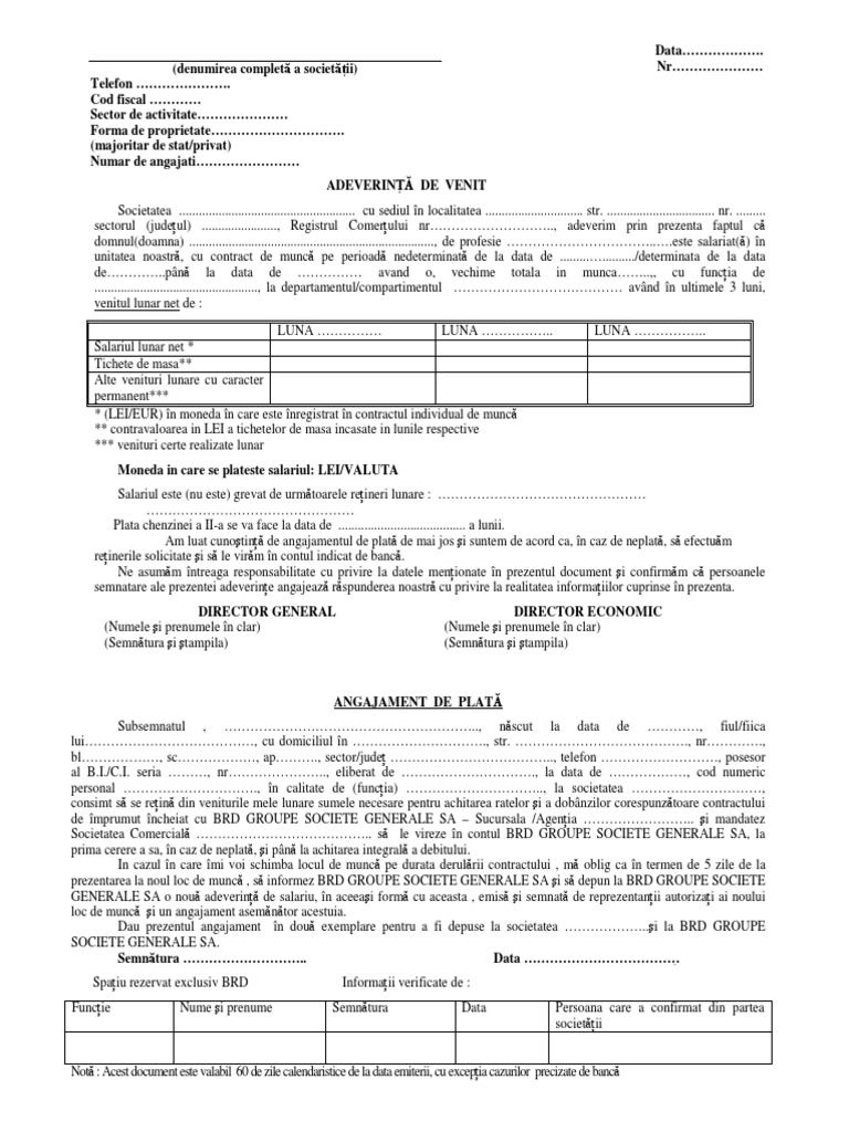 Adeverinta BRD | PDF