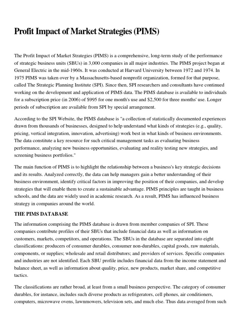 Profit Impact of Market Strategies | PDF | Marketing Strategy ...