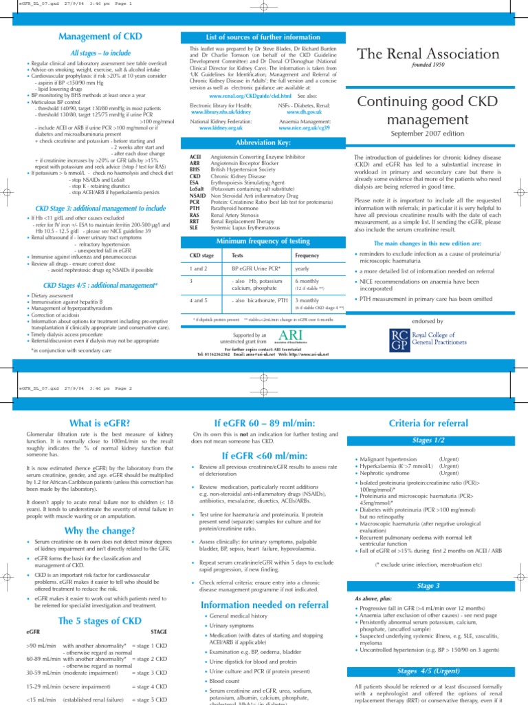 Comprehensive CKD Management Guidelines | PDF | Renal Function ...