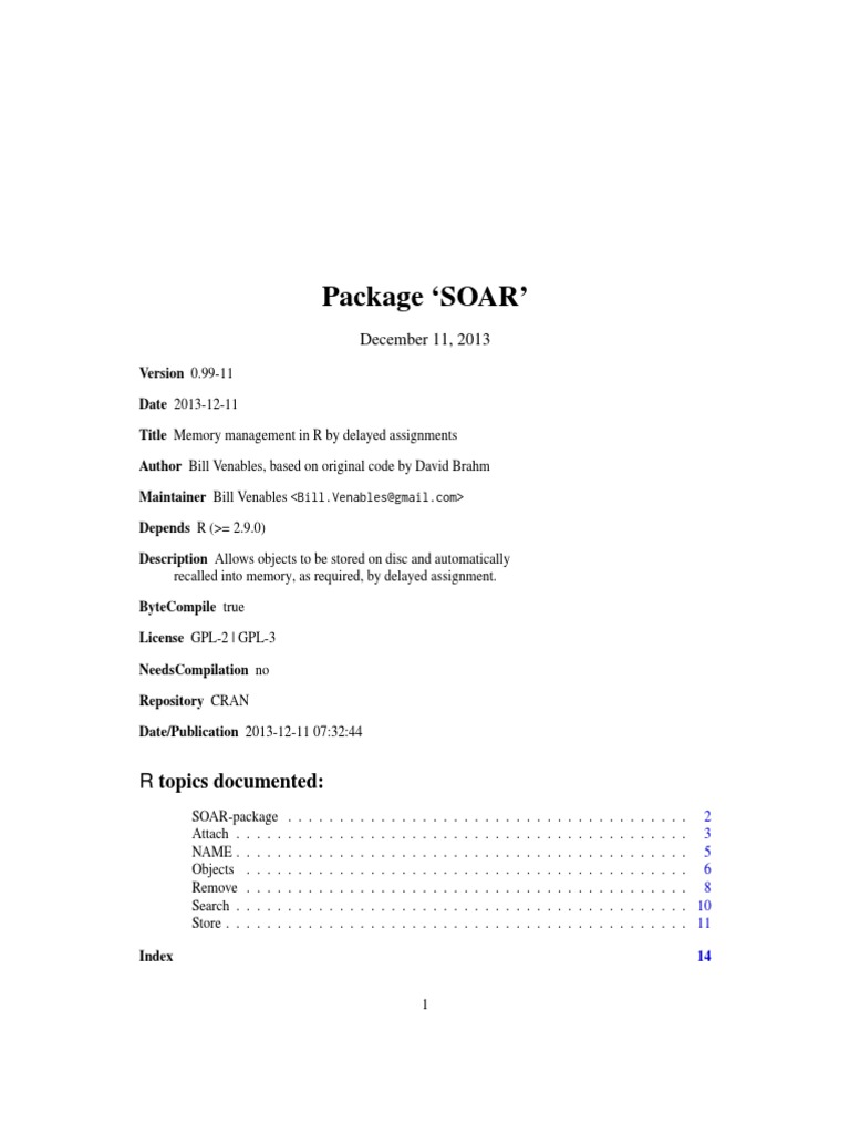 Package SOAR': R Topics Documented | PDF | Parameter (Computer Programming) | Cpu Cache