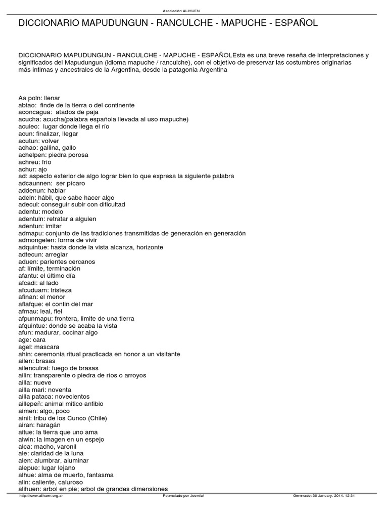Diccionario Mapuche | PDF | Arte