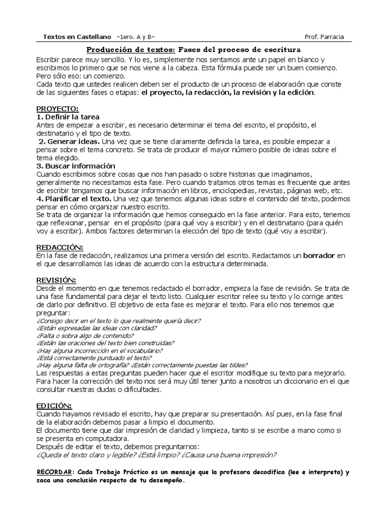 Fases Del Proceso de Escritura | Descargar gratis PDF | Escritura ...
