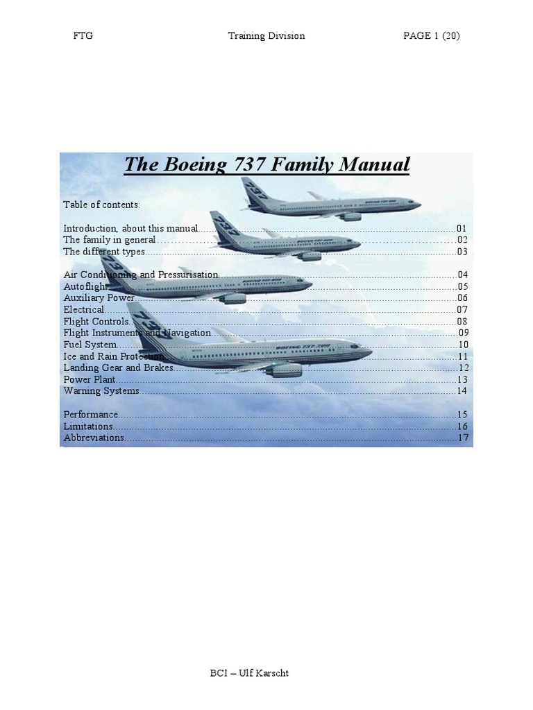 B737 Family Manual - CL vs NG | Aircraft Flight Control System | Flight ...