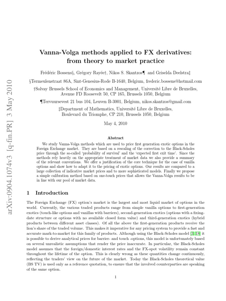 Vanna Volga FX | PDF | Securities (Finance) | Investments & Securities