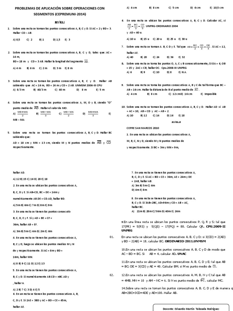 Problemas de Aplicación Sobre Operaciones Con Segmentos Cpremuni | PDF | Ajedrez | Ocio