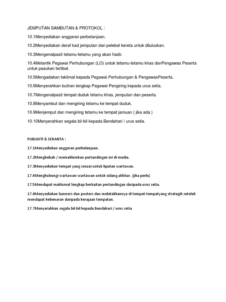 Tugas Ajk Jemputan Dan Publisiti | PDF