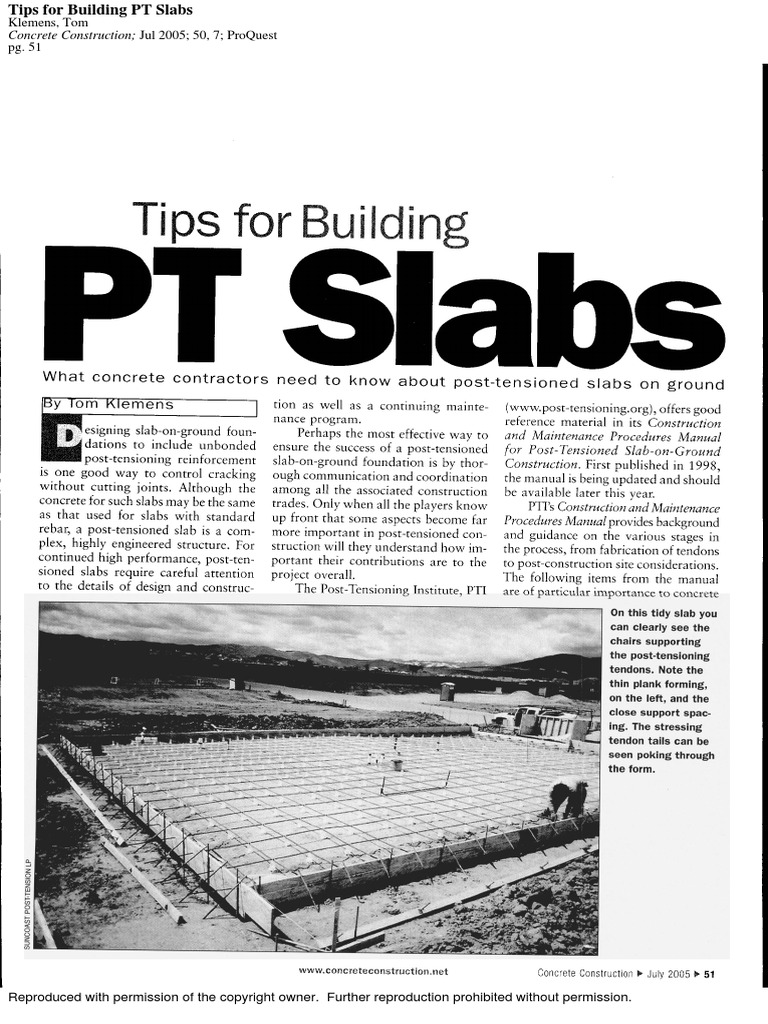 Tips For Building PT SLABS | PDF