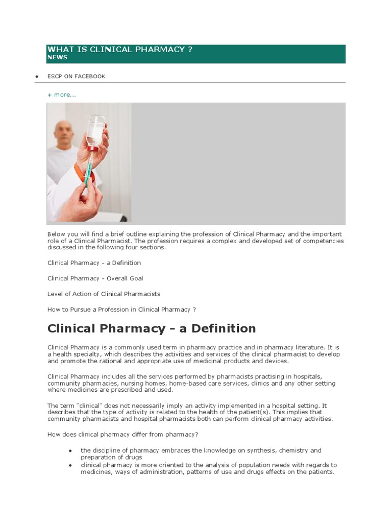 What Is Clinical Pharmacy | PDF | Pharmacy | Clinical Trial